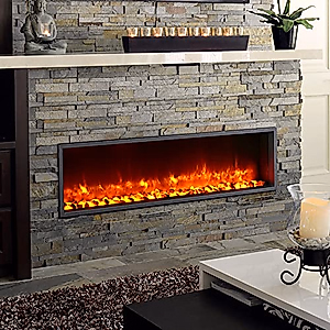 Dynasty Harmony 55 Inch Electric Fireplace - Modern, Linear Design with Multiple Flame Colors & Remote Control | Hardwire or Plug-in Installation, Supplemental Zone Heat