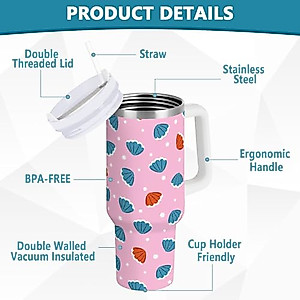 ARGTILDN 40 oz Tumbler Starfish Polka Dots Insulated Travel Mug with Handle and Straw Lid Stainless Steel Vacuum Coffee Cup Tea Beverage Container Water Bottles for Car Sports office