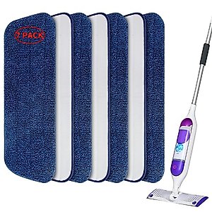 Spray Mops Replacement Heads Compatible with Swiffer PowerMop- MEXERRIS Microfiber Mop Pads Reusable Mop Pads Replacement for Reveal Mops Dust Mop Pads for All Spray Mops & Reveal Mop, 7 Pcs/Set Blue