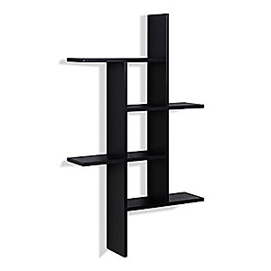 Danya B. Cantilever Cubby Decorative Modern Wall Mount Shelf – Horizontal or Vertical (Black)