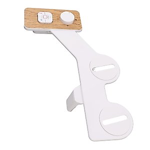 Hyuduo Button Bidet Attachment, Toilet Bidet Attachment with 7/8 Copper Tee, Wood Grain Button Dual Nozzle Bidet Attachment, Ultra Slim Bidet, Bidets