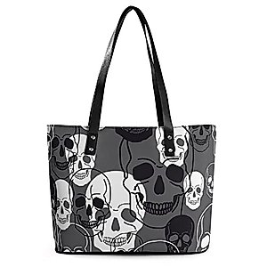 Womens Handbag Skulls Pattern Leather Tote Bag Top Handle Satchel Bags For Lady
