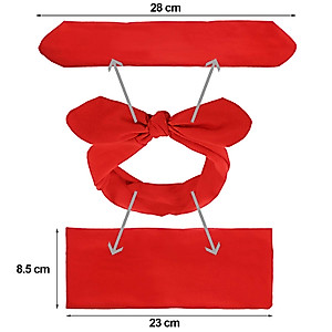 2 Pcs Halloween Retro Headbands Woman Headbands with Bows Cotton Handmade Hairbands Vintage Wire Headband Rabbit Ear Bow Hair Band Headwrap(Red and Black)