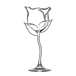 WEI EI Red Wine Glass,Rose Flower Shape Goblet Glasses 100ml Wine Glass