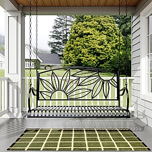 Live Casual Heavy Duty Mariposa Metal Porch Swing, No Cup Holders - Weather-Resistant Black Metal Swing with Comfort Roll Seat