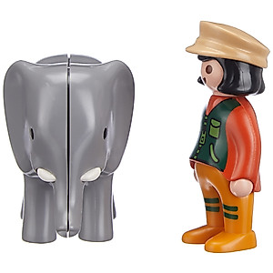 Playmobil 9381 1.2.3 Zookeeper with Elephant, Fun Imaginative Role-Play, PlaySets Suitable for Children Ages 4+