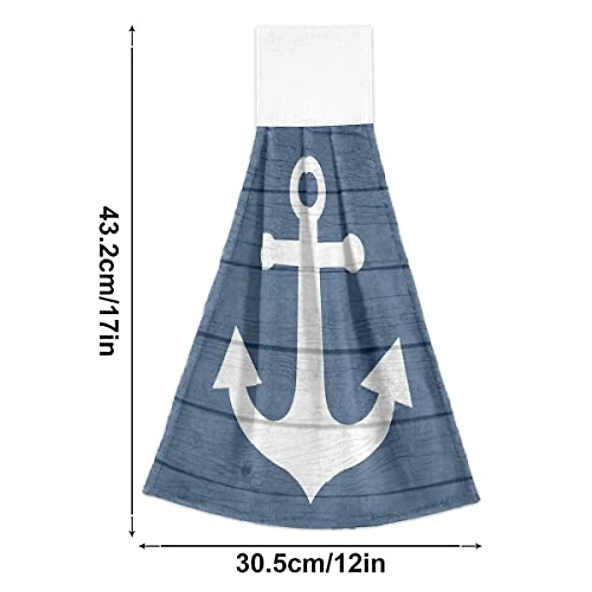 Nautical Anchor Hanging Kitchen Towels 2 Pcs Navy Blue Hand Bath Towels Tie Towels Tea Bar Towels for Bathroom Tabletop Home Decor