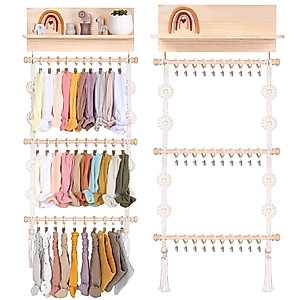 POVETIRE Rainbow Headband Holder for Baby Girl,Boho Bow Holder for Girls Hair Bows Hair Accessories Organizer Wall Hanging Nursery Decor for Toddler Girl Room