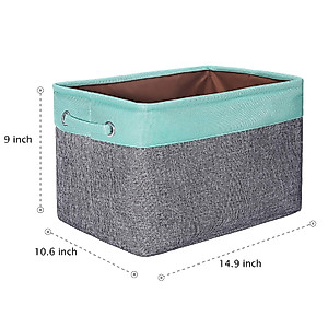 HOKEMP Large Foldable Storage Bins [3-Pack] -14.9 x 10.6 x 9 inch Storage Basket Collapsible Durable Organizer Bin with Carry Handles for Nursery, Home Closet, Toys, Towels, Laundry (Teal)