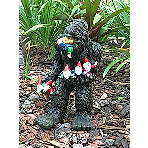 Large Miniature Bigfoot and Gnomes for The Fairy Garden. A Large Garden Gnome Figurine (13 inch High) and a Fairy Garden Accessory by GlitZGlam