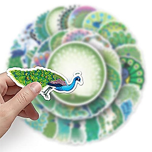 Peacock Stickers, 50PCs, Vinyl Cute Animal Sticker Decals, Kids Decorative DIY Stickers for Hydro Flask, Laptop, Water Bottle, Helmet, Car, Stickers for Kids, Toddlers, Teens, Girls Peacock