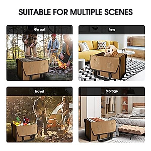 Highpro Firewood Carrier with Handles – Waxed Canvas Log Carrier Tote - Log Carrier for Firewood – Best for Carrying Wood at Home or Camping by Outdoor