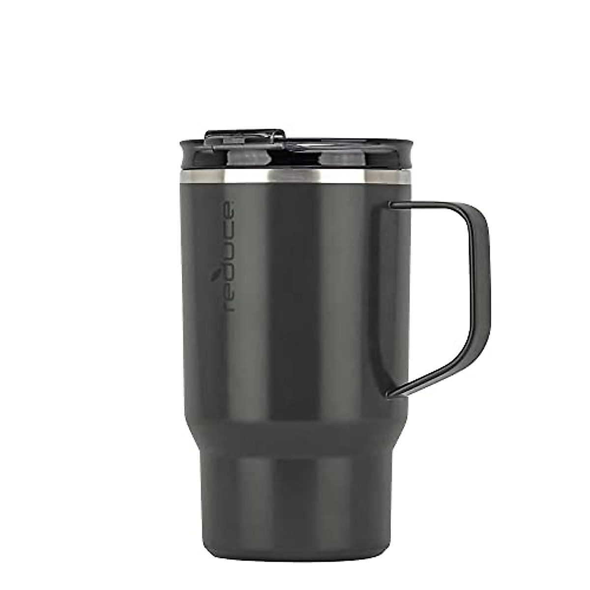 REDUCE Travel Coffee Mug, 18 oz - Insulated Mug for Hot Tea, Coffee and Other Hot Drinks - With Flo-Motion Lid and Handle - Single-Serve and Cupholder Friendly - Stone