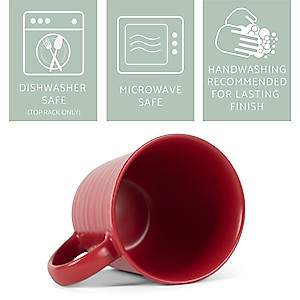 Elanze Designs Red Matte Glaze Finish 17 ounce Stoneware Coffee Cup Mugs Set of 4