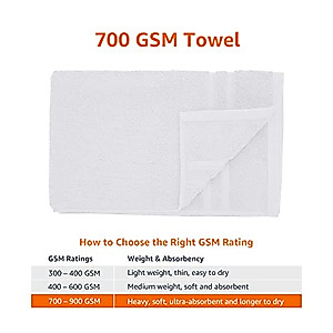 Amazon Basics GOTS Certified Organic Cotton Hand Towel - 6-Pack, Pristine Snow