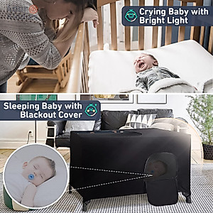 Blackout Cover for Pack N Play, Stretchy Breathable Travel Crib Canopy for Playard, Baby Darkening Crib Tent and Shade for Safeguard Indoor or Outdoor Sleeping, Playing, Napping