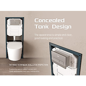 MEJE #MZE020P-WT In-Wall Toilet Tank Carrier with Dual-Flush Actuator Plate, White (Compitable with #MZE020P Wall-Hung Smart Toilet to work as A Intelligent Toilet Combo)