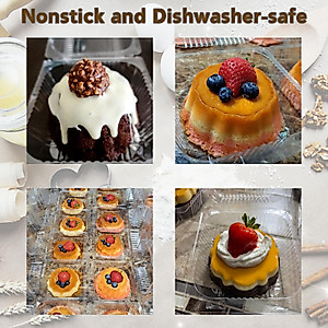 ZENFUN 10 Pcs Mini Fluted Tube Pan Mini Cake Pans, 4 Inch Carbon Steel Mini Flan Molds Pan, Nonstick Cake Pan Reusable Mini Tube Oven Baking Mold for Cupcake, Bread, Bavarois, Brownie