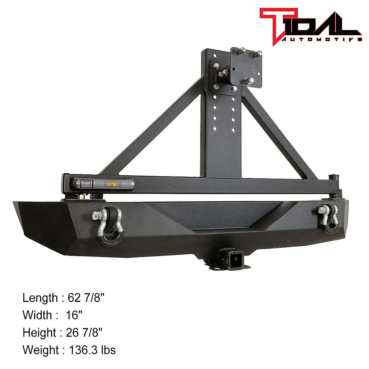 Tidal Fit for 07-18 Wrangler JK Rear Bumper W/Secure Lock Tire Carrier