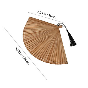 Gadpiparty Fan Handheld Paper Dancers Folding Big de Mano Blank Writing Paper Wedding Decoration Fringe Trim Wooden Decor Hand Decor Bamboo Decor Black Bamboo Cloth Tassel
