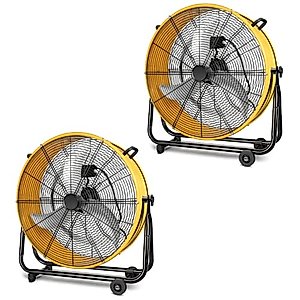 Heal Smart 24 Inch Heavy Duty Metal Industrial Drum Fan, 3 Speed Air Circulation for Warehouse, Greenhouse, Workshop, Patio, Factory and Basement - High Velocity, Yellow