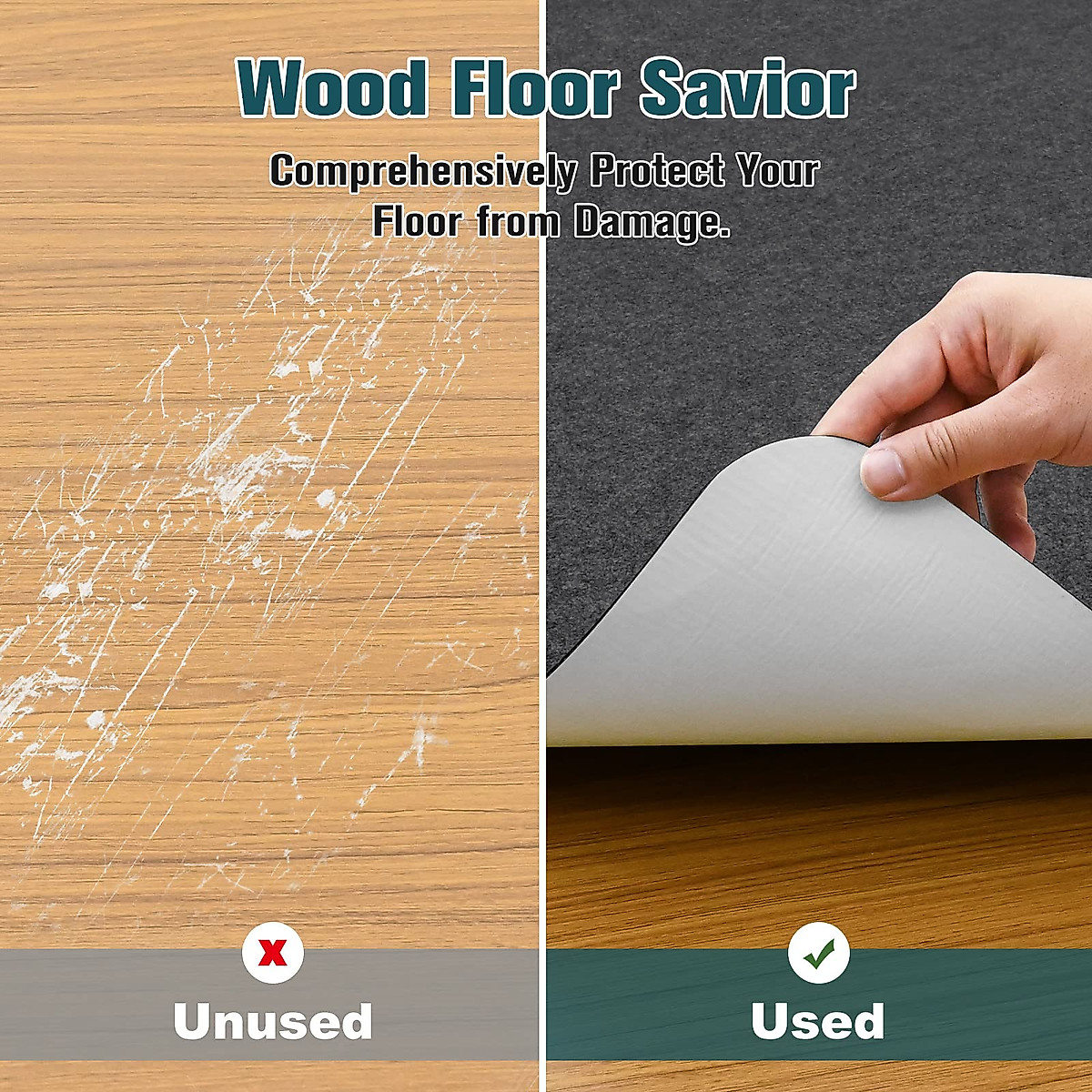 Placoot Office Chair Mat for Hardwood Floor & Tile Floor 55"x35" Desk Chair Mat for Rolling Chairs Electrostatic Adsorption Large Anti-Slip-Recyclable Material Floor Mat for Office/Home with Lip