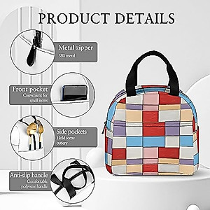 LUCYSMARTSHOP Pink Small Lunch Bag Flower LunchBox for Girl Teen Cute Small Bag,Children Girl Christmas Wishes, Teen Girl 10-12 Christmas Gifts Girl BigKid Gift Idea (Pink Tuilp Checkerboard)