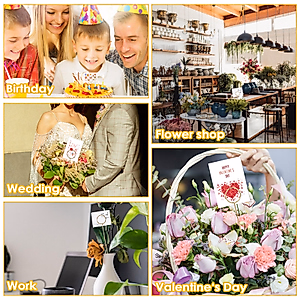 Abeillo 20Pcs Flower Card Holder Stick, Metal Floral Picks Gold Gift Card Holder, Number Holders Photo Clips Note Picture Display Holder for Wedding Party, Bouquet, DIY Craft (12 Inch)