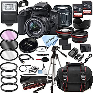Canon EOS 850D (Rebel T8i) DSLR Camera w/EF-S 18-55mm F/4-5.6 STM Zoom Lens + 128GB Memory + Case + Tripod + Filters (36pc Bundle)