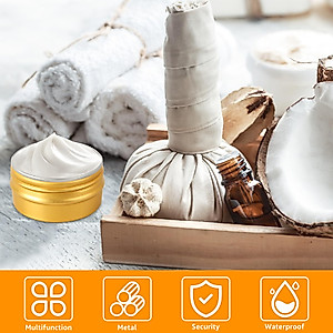 LDXDRU 60 Pack 1oz Metal Tin Cans, Round Small Tins with Lids, Tin Containers With Lids for Candles Salve Cosmetic Lip Balm Candies Food Storage, Golden