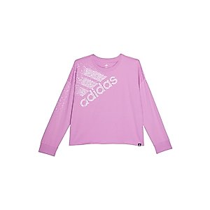 adidas Girl's Long Sleeve Waist Tee (Big Kids) Medium Purple SM (8 Big Kids)