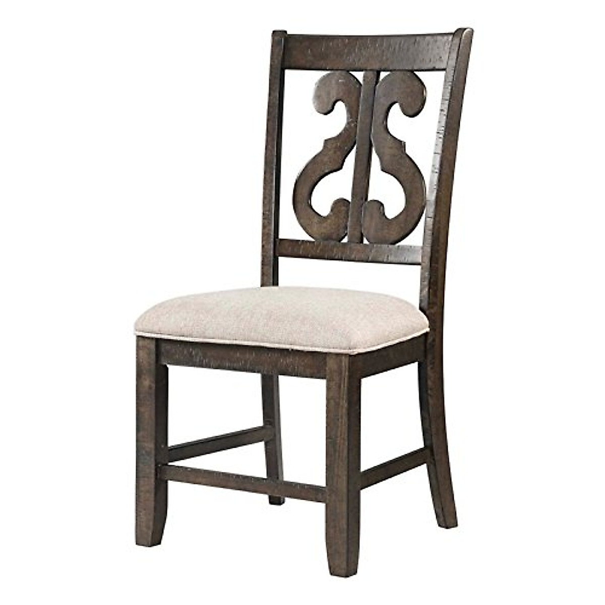 Picket House Stanford Wooden Swirl Back Side Chair Set Transitional/Smokey Walnut/20/42