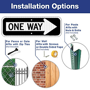 One Way Sign with Right Arrow,18x6 Inches Engineer Grade Reflective Rust Free Aluminum,Weather/Fade Resistant, UV Protected,Easy to Mount,Indoor/Outdoor Use