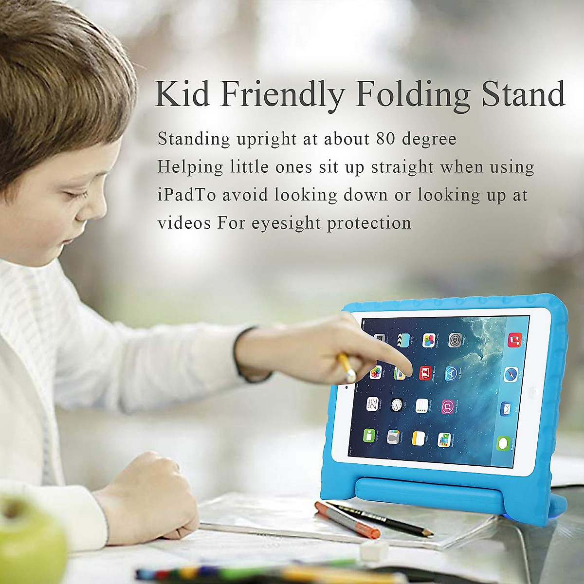 CAM-ULATA New iPad Mini 5th Generation 2019 Case Kids Durable Shockproof Convertible Handle Light Weight Soft Kid Friendly Protective Case Cover for iPad Mini 4 2015 Mini 5 2019,Blue