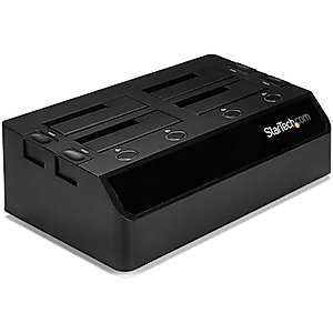 StarTech.com 4-Bay USB 3.0 To SATA Hard Drive Docking Station, USB Hard Drive Dock, External 2.5/3.5" SATA III SSD/HDD Docking Station, Hot-Swap Hard Drive Bay, Top-Loading (SDOCK4U33),Black