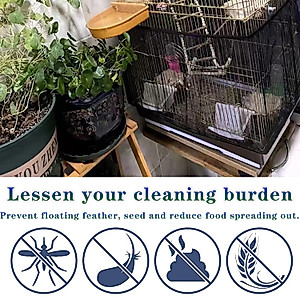 LWFCOEE Bird Cage Seed Catcher, Large Bird Cage Skirt Guard, Adjustable Soft Nylon Mesh Bird Cage Netting for Round Square Bird Cages Circumference 60-86"