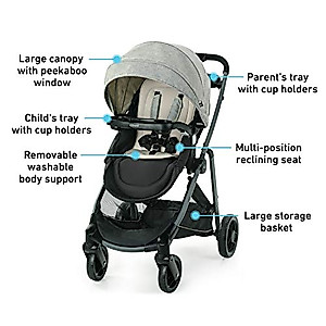 Graco Modes Element LX Travel System | Includes Baby Stroller with Reversible Seat, Extra Storage, Child Tray, One Hand Fold and SnugRide® 35 Lite LX Infant Car Seat, Lynwood