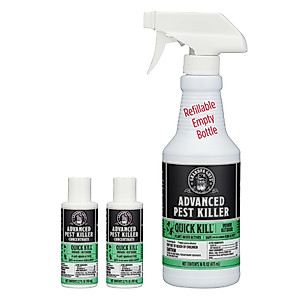 Grandpa Gus's Natural Advanced Pest Killer Concentrate, Bundled with a 32 oz Empty Spray Bottle, Plant-Based Actives Quick Kill 46 Insect Species, Indoor & Outdoor, Light Scent, 3.7 fl oz (Pack of 2)