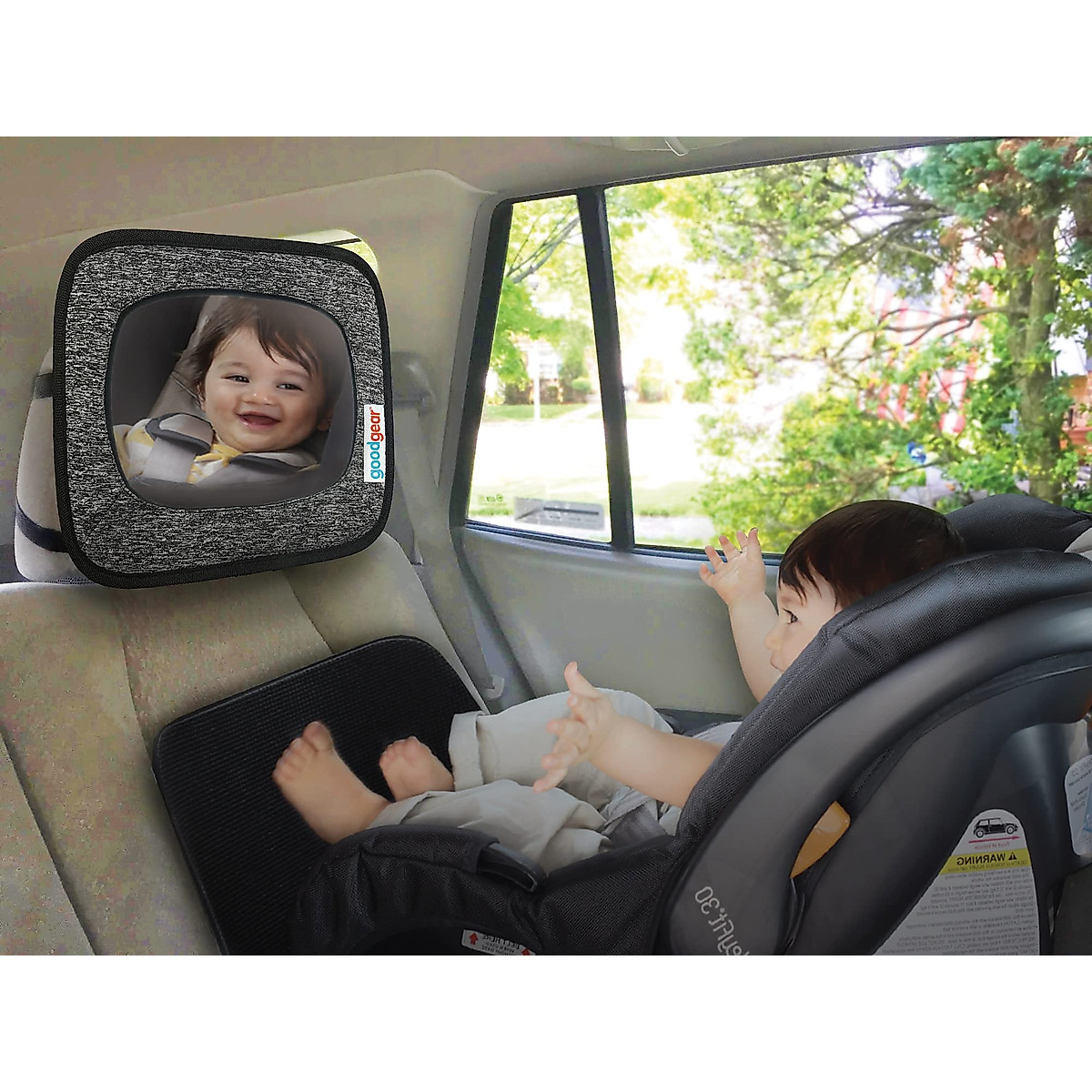 Good Gear Baby Car Mirror for Back Seat Rear Facing Carseat, Shatterproof Backseat View, Infant Safety Travel Essential, Black