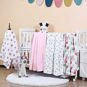 PHF 100% Cotton Muslin Baby Swaddle Blanket, 4 Pack Ultra Soft Baby Muslin Blanket for Baby Girls, Breathable Receiving Blankets Swaddle Wrap for Newborns, Large 47x47 inches, Floral