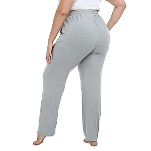 Cheapestbuy Women's Plus Size Comfy Lounge Pants Active Yoga Sweatpants Casual Stretchy Jogger Pants with Pockets Drawstring Grey