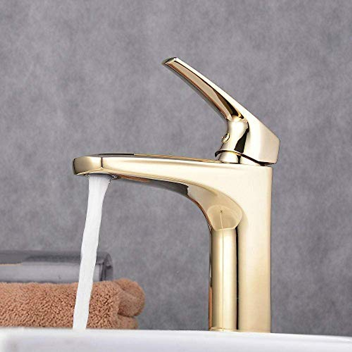 Y-LKUN Bathroom Taps Basin taps Gold Bathroom Basin Monobloc Solid Brass Hot Cold Mixer Tap