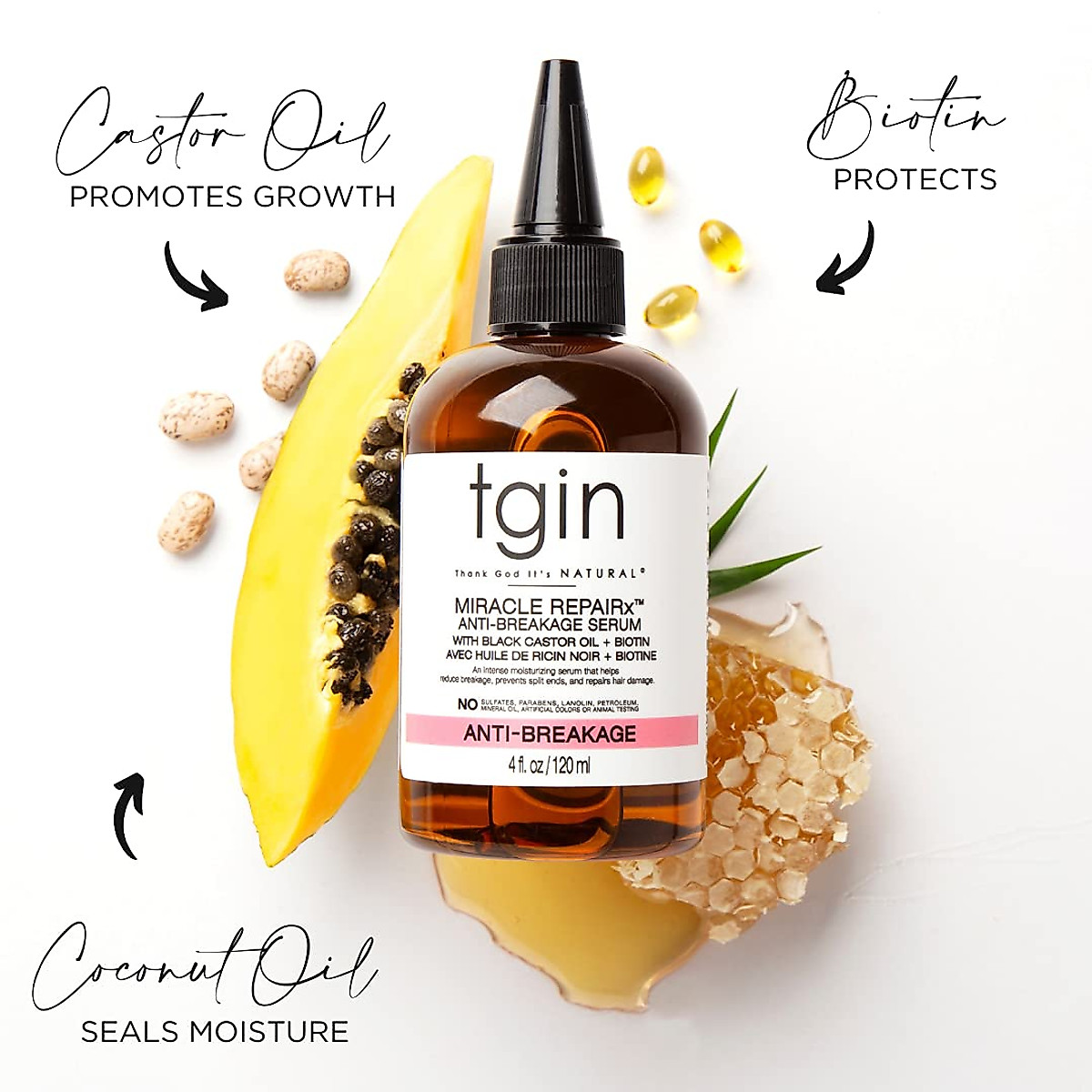 Thank God It's Natural tgin Miracle RepaiRx Anti-Breakage Serum Daily Moisturizer, for Curly, Coily and Wavy Hair, Nourishes and Moisturizes Dry Hair and Scalp, 4 oz