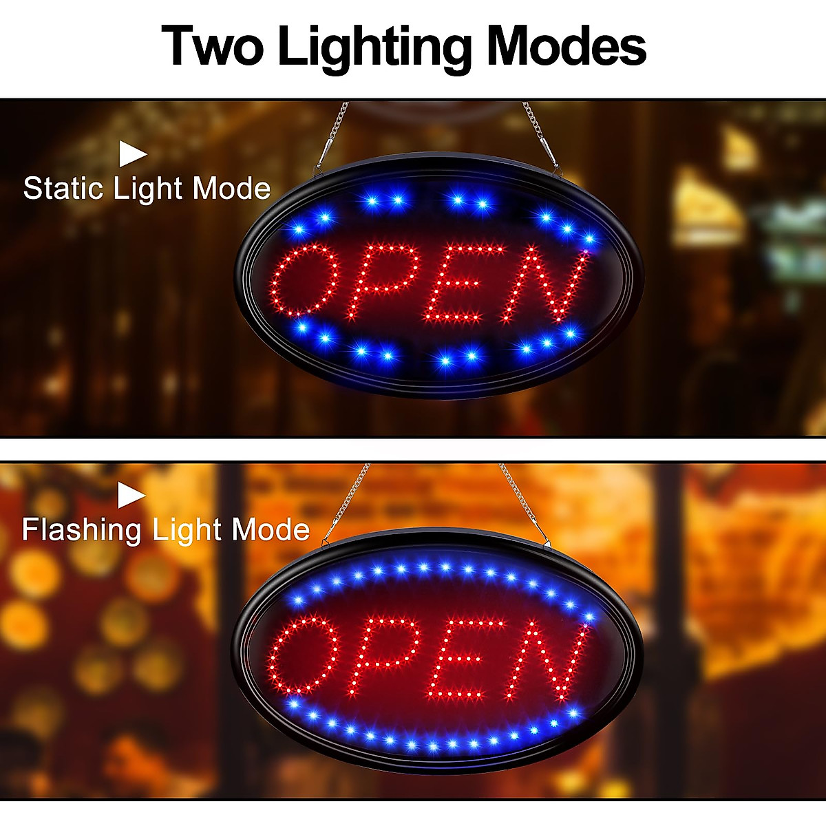 LED Open Sign, FITNATE Large 23x14 inch Business Open Sign with Remote Electric Display Sign,2 Modes Flashing & Steady Lights for Business, Shop, Bar, Hotel