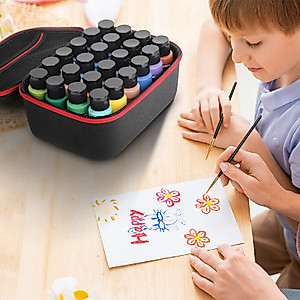 Bjabtan Acrylic Paint Organizer for 2 fl oz Acrylic Paint, Case for Apple Barrel Acrylic Paint with 10pcs Paint Brushes, Acrylic Paint Storage Organizer for 24 Bottles, Craft Paint Organizer