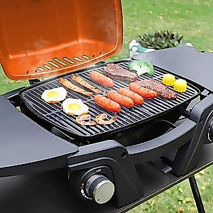 Kukoofyer 12" Outdoor Pizza Oven Kit, Red Portable Propane Gas Grill with 2-Burner