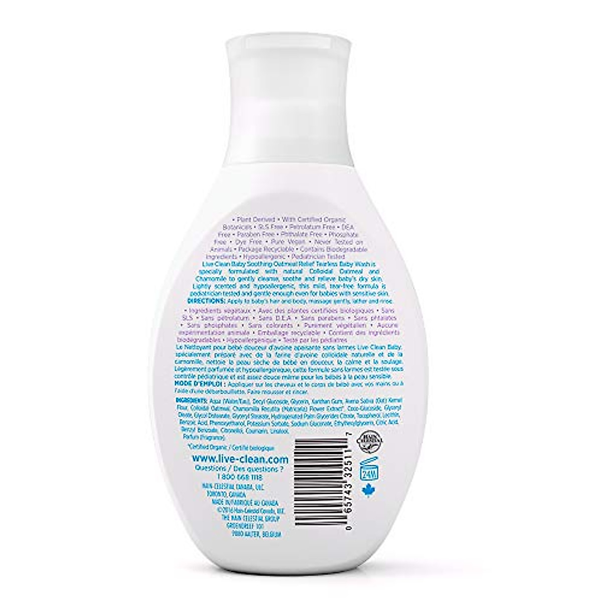 Live Clean Baby Soothing Oatmeal Relief Tearless Wash, 10 oz.