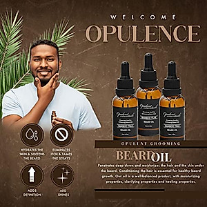 Opulent Essentials Beard Oil, Beard Growth Softener Moisturizer Conditioner, Bamboo Teak Scent