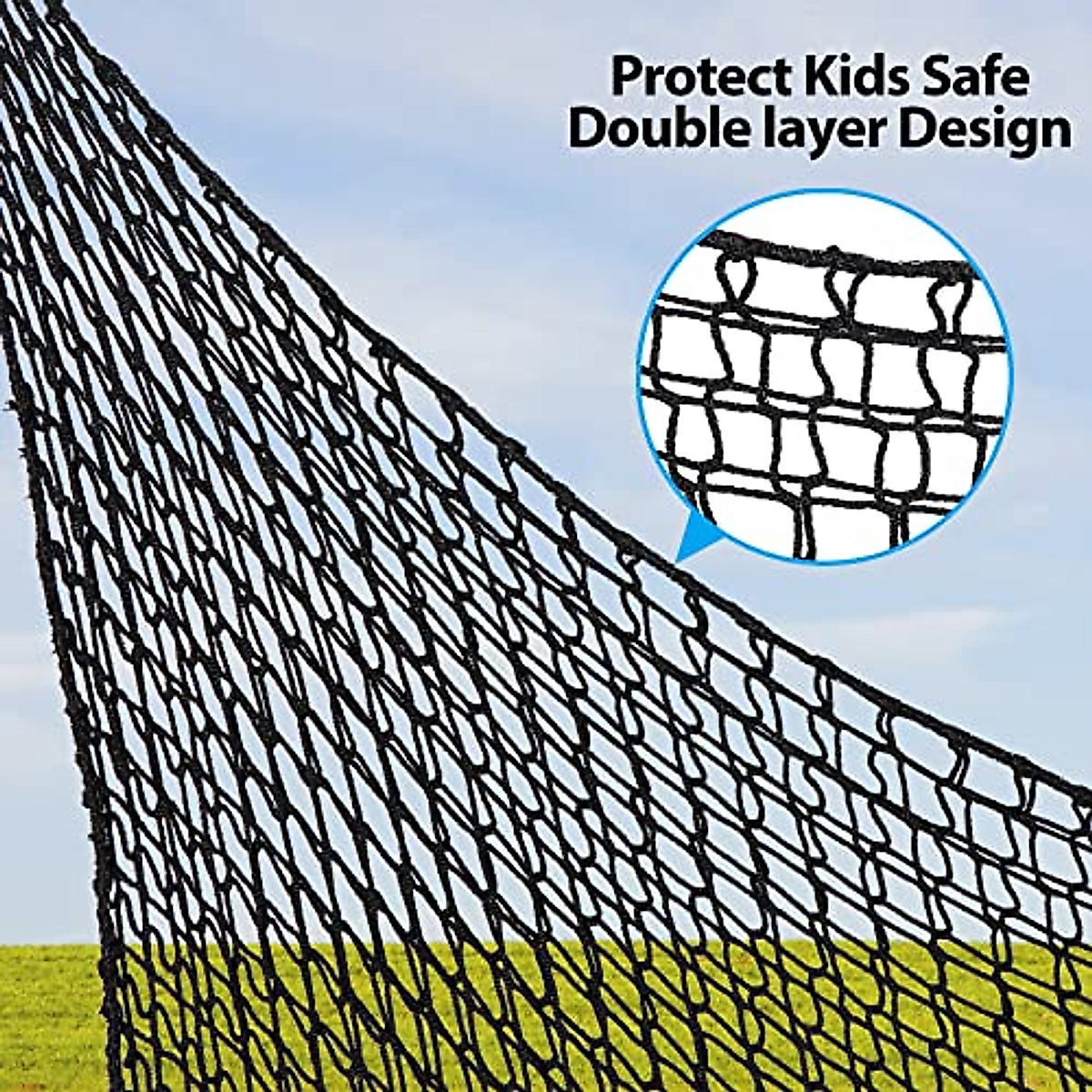 Toriexon 6.5' X 9.8' Climbing Cargo Net, Double Layers Playground Safety Net, with Storage Bag Climbing Net for Kids Outdoor Treehouse