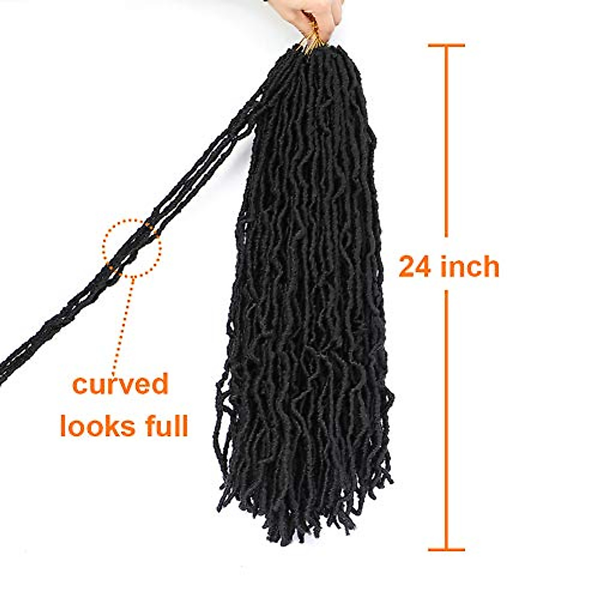 SamBraid 24 Inch 7 Packs New Soft Locs Crochet Hair for Black Women, for Natural Butterfly Locs Style Crochet Hair, Black Curly and Pre -Looped Faux Locs Crochet Hair (24 Inch, 7Packs, 1B)